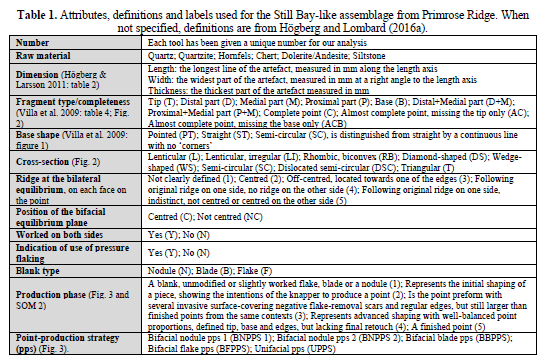 The points from Primrose Ridge: A possible Still Bay workshop on the ...